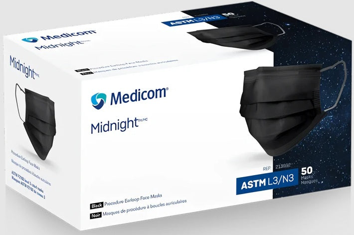 Face mask with earloop Midnight Level 3 - Black 50 / Box – Sands Canada